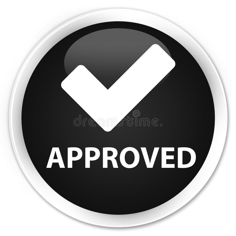Approved (validate Icon) Premium Black Round Button Stock Illustration ...