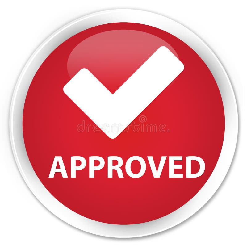 Approved (validate Icon) Premium Red Round Button Stock Illustration ...