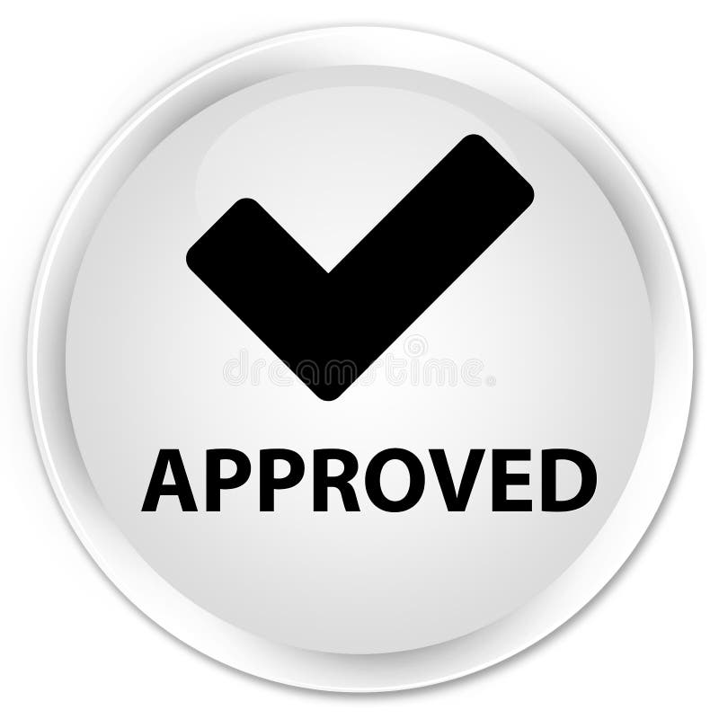 Approved (validate Icon) Premium White Round Button Stock Illustration ...