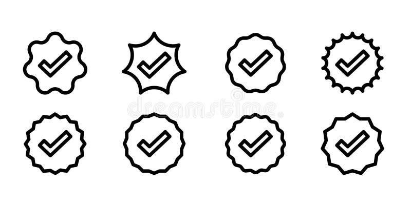 Approved, Verified and Protected Line Icons. Guarantee, Approval ...