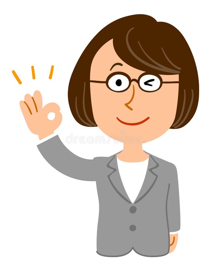 Approving Female Eyeglasses Business Professor Stock Vector ...
