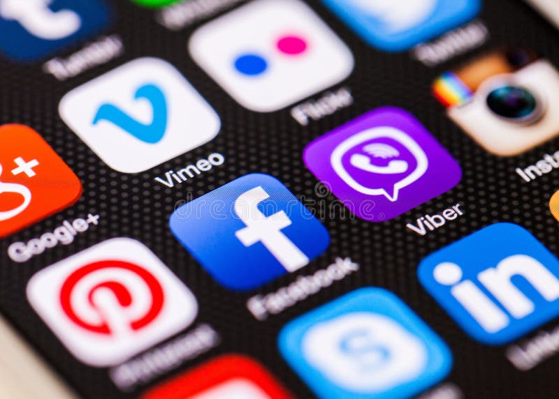 Social Media Facebook Twitter Pinterest Icons Editorial Photography ...