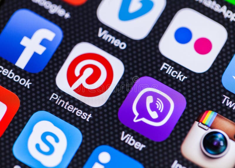 Social Media Facebook Twitter Pinterest Icons Editorial Photography ...