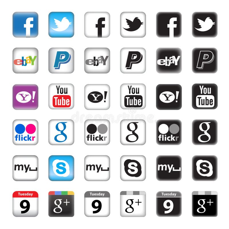 Apps Buttons for Social Networking Editorial Stock Photo - Illustration ...