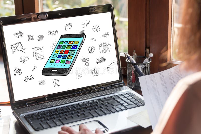Apps Concept on a Laptop Screen Stock Image - Image of marketing ... Apps Concept on a Laptop Screen Stock Image - Image of marketing ...