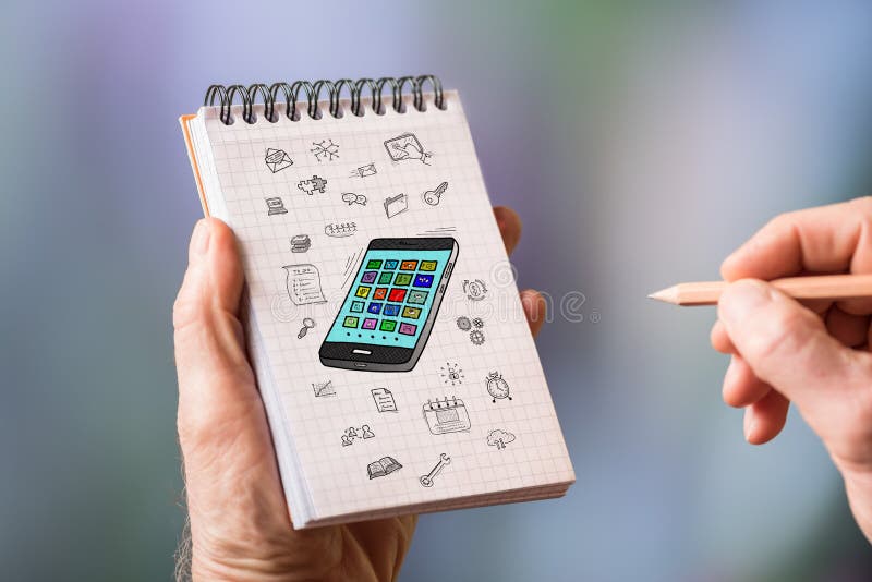 Apps concept on a notepad stock photo. Image of apps - 162500968