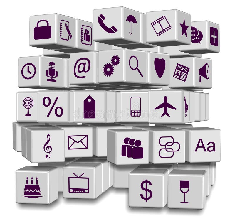 Apps in cubes stock illustration. Illustration of handy - 27900463