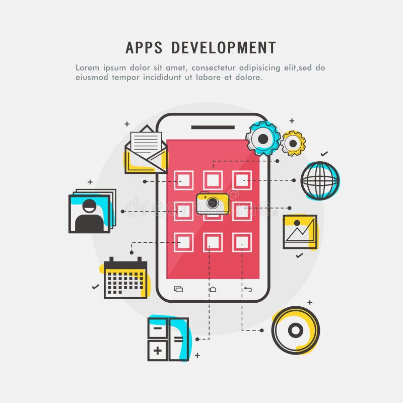Apps Development Concept with Smartphone. Stock Illustration ...