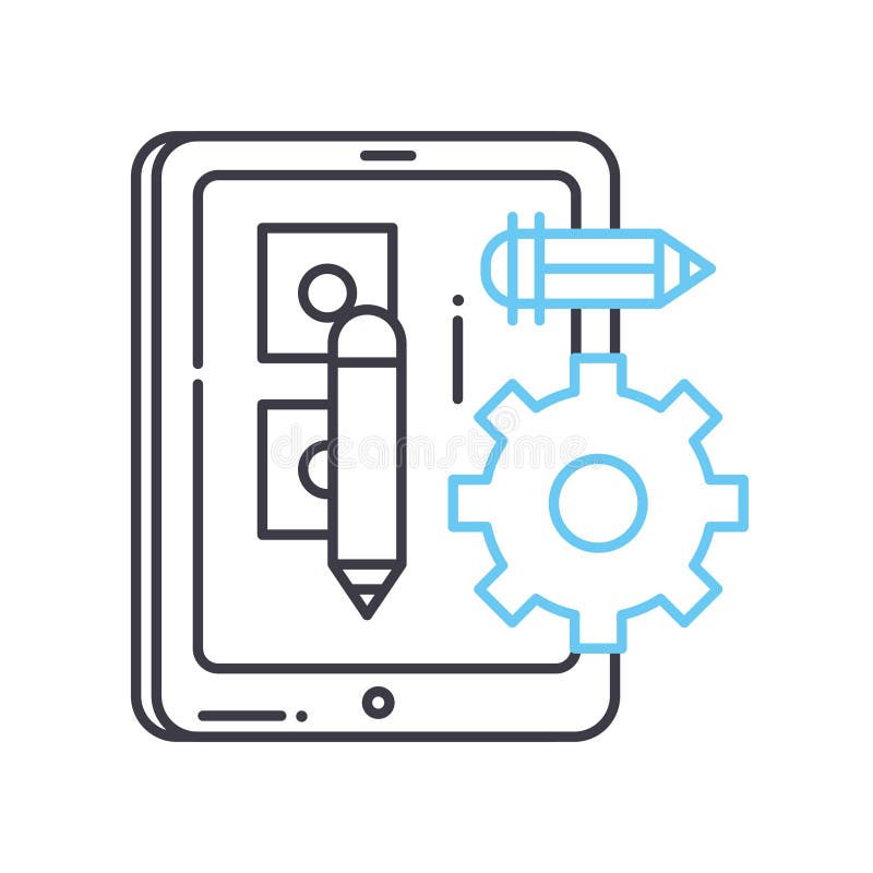 Apps Development Line Icon, Outline Symbol, Vector Illustration ...