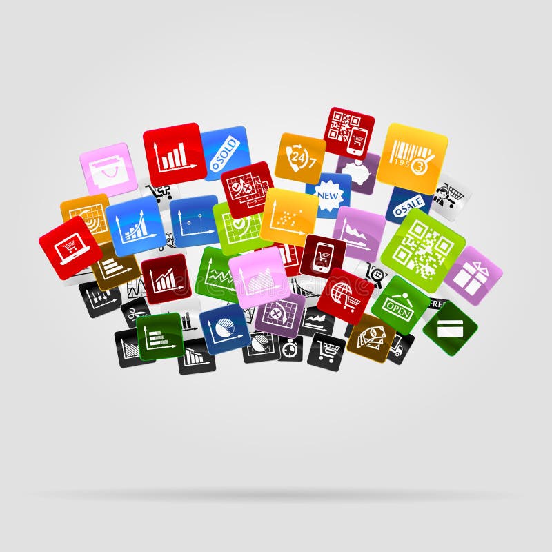 Mobile Applications and Media Technology Concept Stock Illustration ...