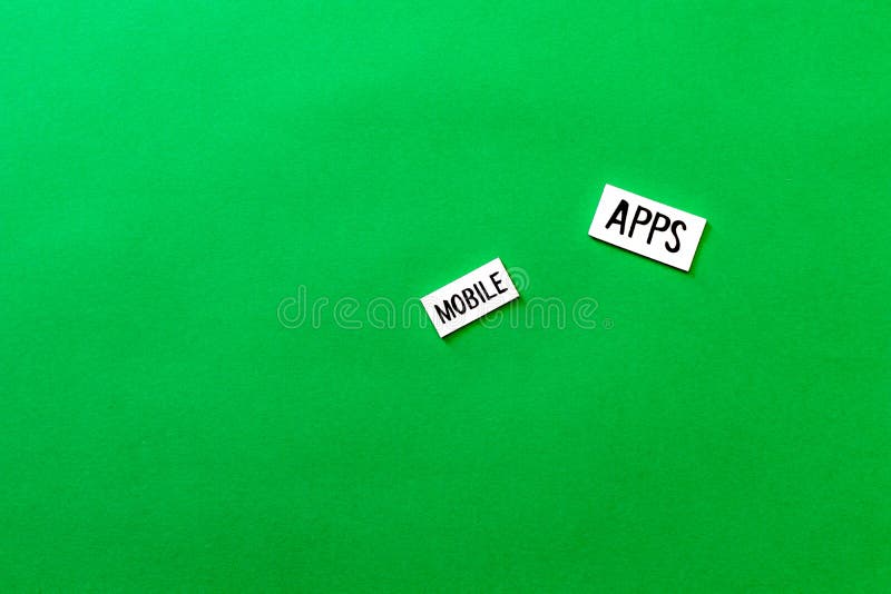 Apps Mobile Text on Green Background. Flat Color Design Computer for ...