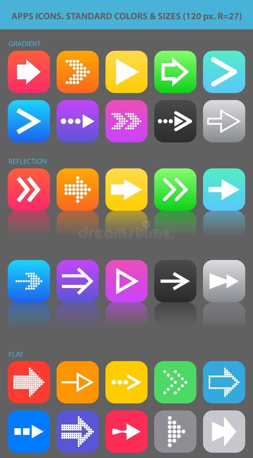 Apps Navigation Icons Set with Arrows for UI. Stock Vector ...