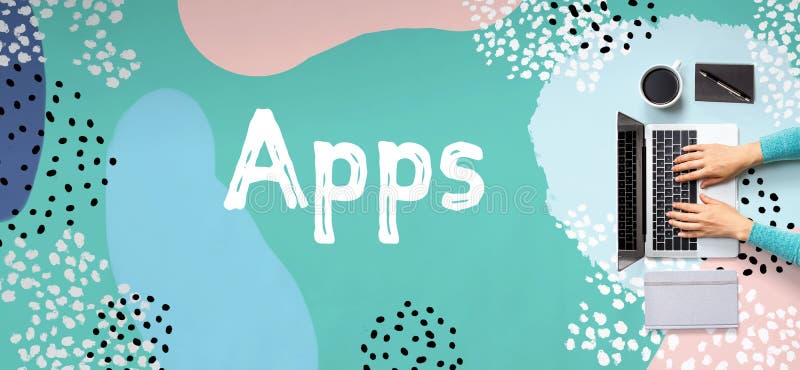 Apps with Person Using Laptop Stock Image - Image of apps, desk: 168723863