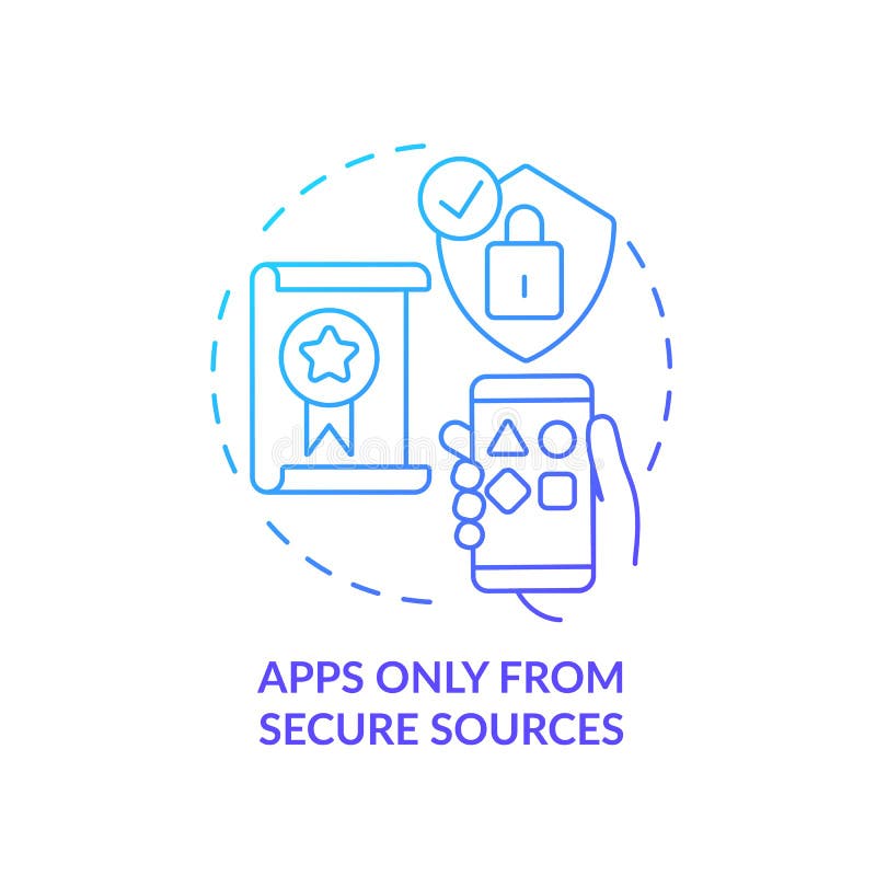 Apps only from Secure Sources Blue Gradient Concept Icon Stock Vector ...