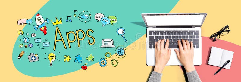 Apps Theme with Person Using a Laptop Stock Image - Image of laptop ...