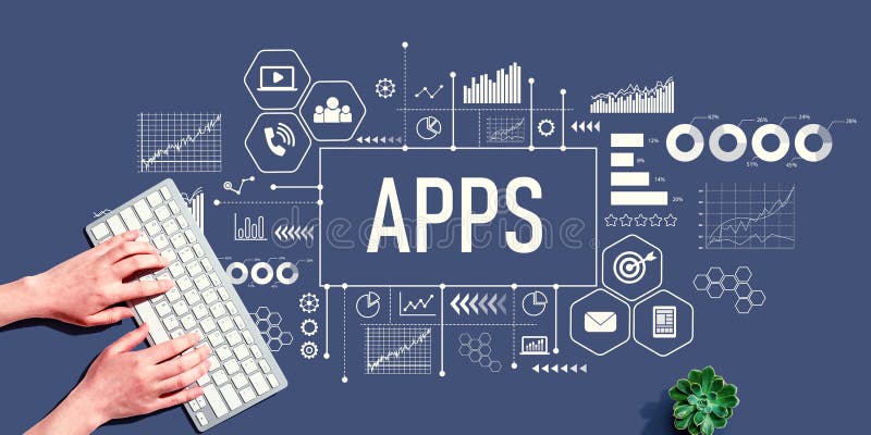 Apps Theme with Person Using Pc Keyboard Stock Image - Image of digital ...