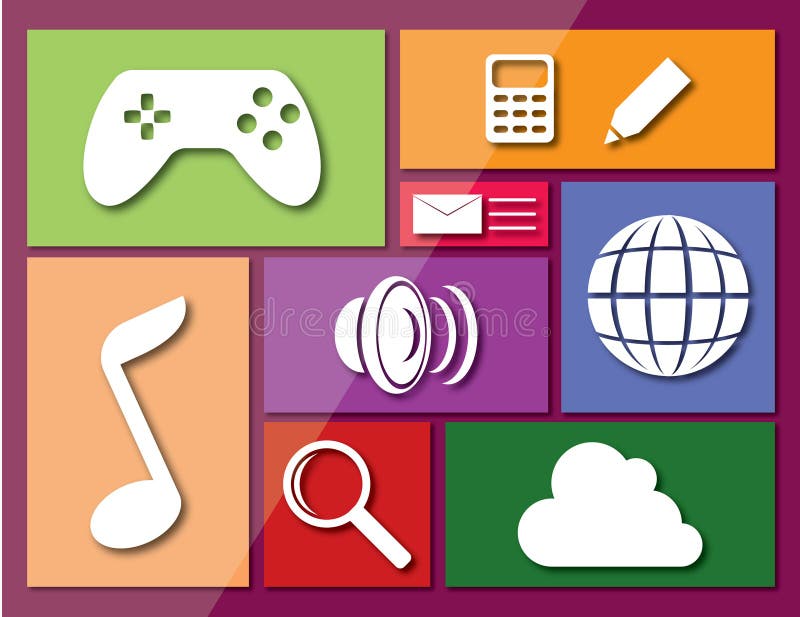 Multimedia and Entertainment Icons Stock Vector - Illustration of touch ...