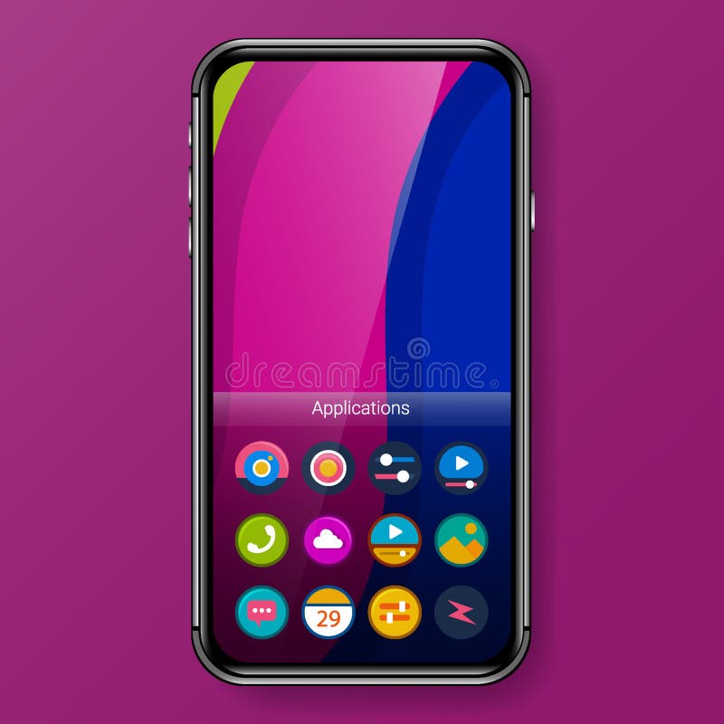 Apps User Interface Realistic Smartphone Home Screen Stock Vector ...