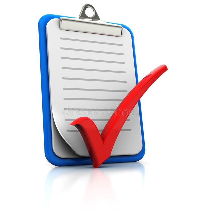 Blocco Note Con Il Segno Di Spunta Rosso Illustrazione di Stock ...
