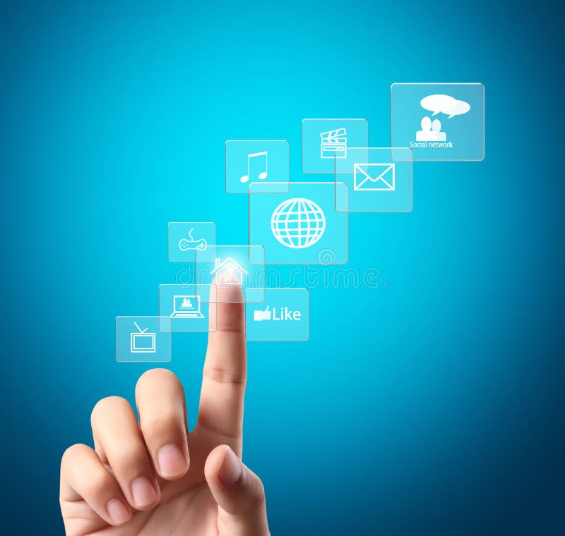Appuyer Sur Des Boutons De Réseaux Sociaux Modernes Illustration Stock ...