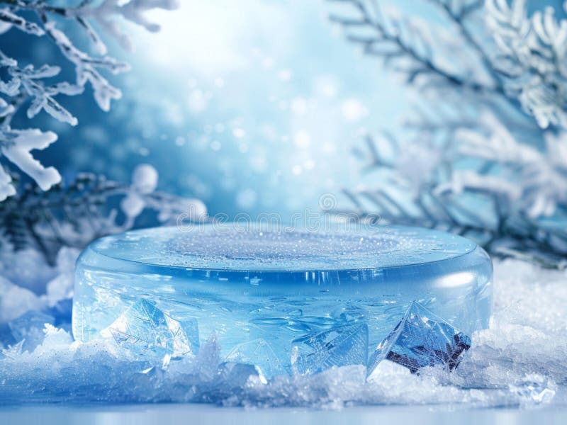 Cool Blue Ice Podium, Crystal Clear, AIGENERATED Stock Illustration ...