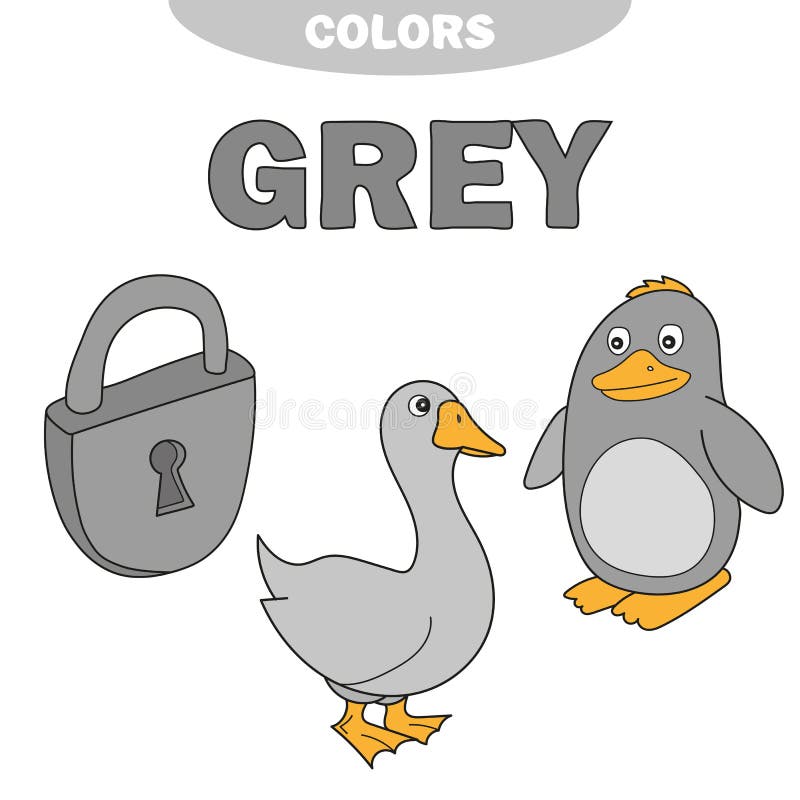 Aprenda El Gris Del Color - Las Cosas Que Son Color Gris Ilustración ...