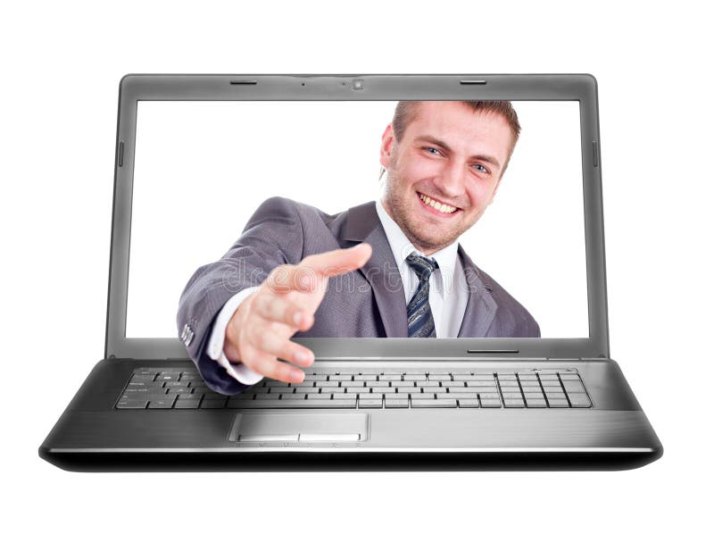 Apretón De Manos De La Computadora Portátil Foto de archivo - Imagen de ...