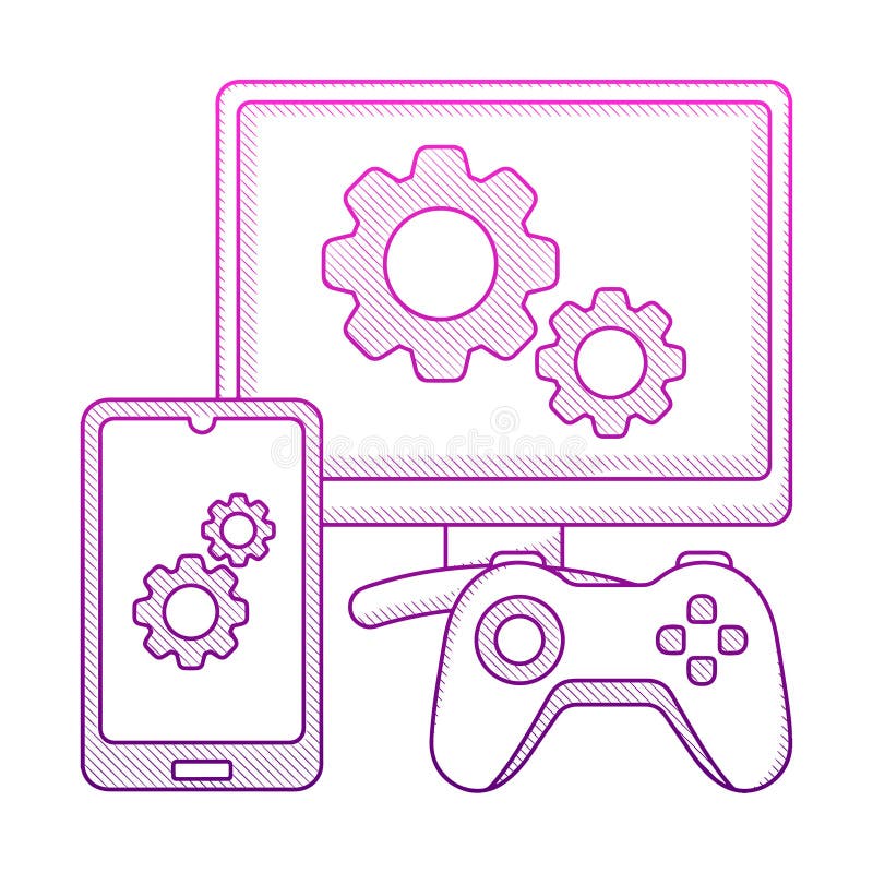 Game Development Concept with Hand Drawn Outline Doodle Style Stock ...