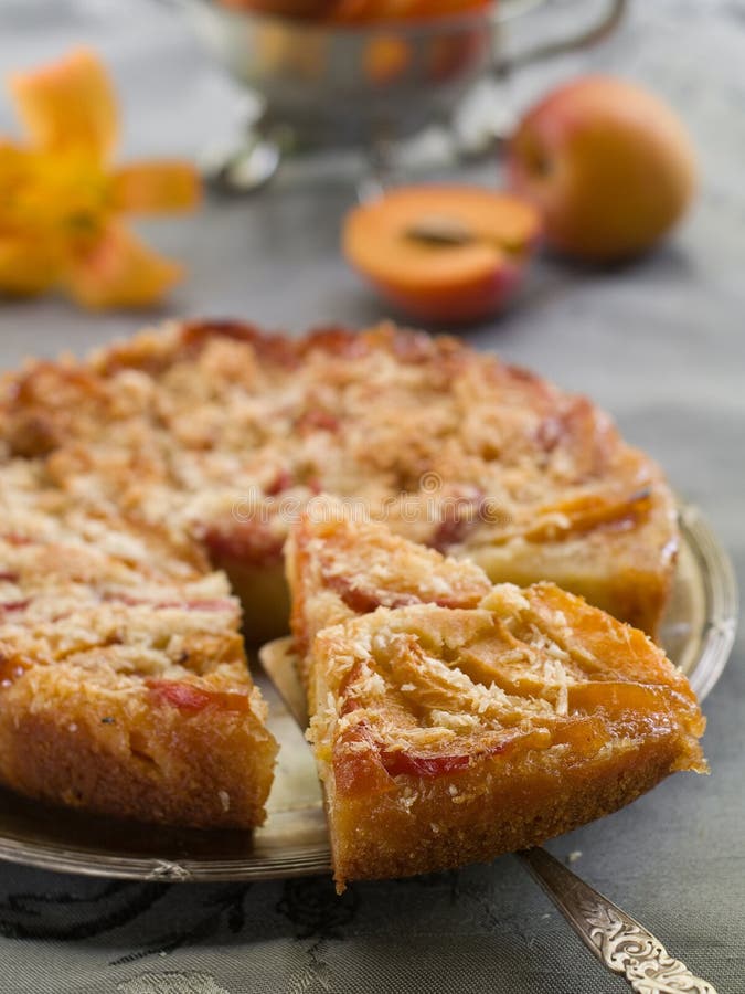 Apricot cake stock image. Image of piece, peach, flan - 32339685