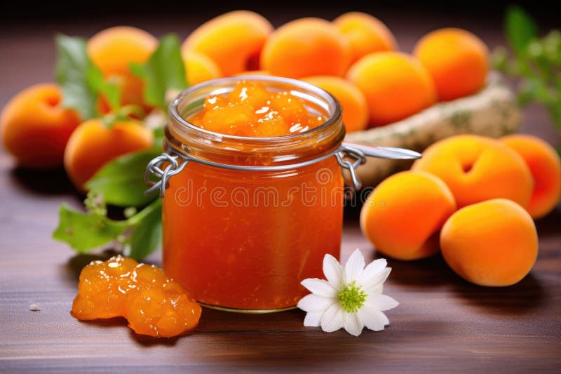 Apricot Jam with Fresh Fruit. Generative AI Stock Illustration ...