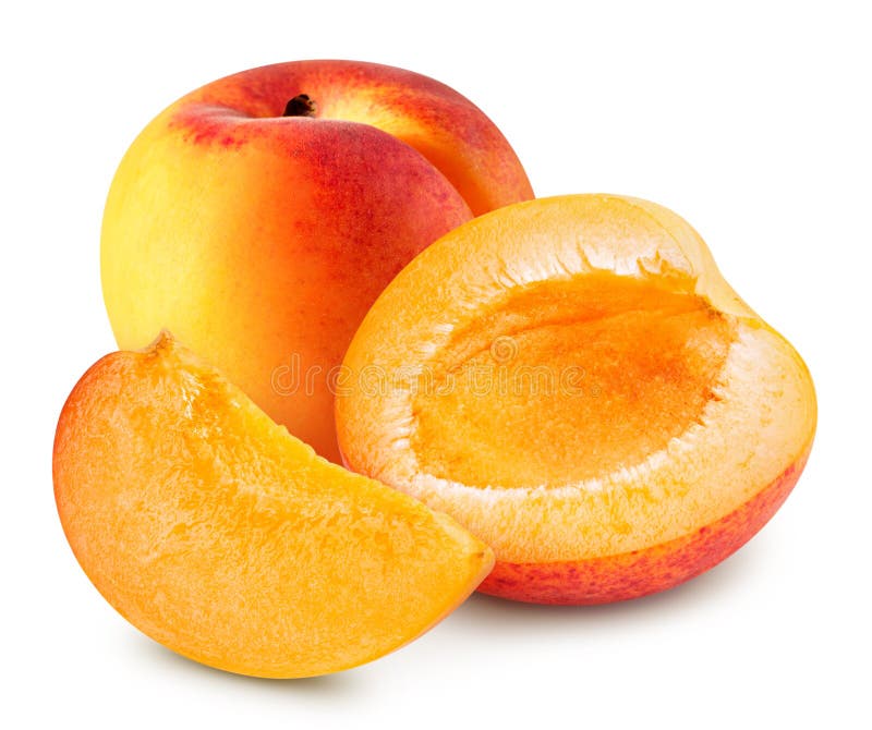Apricot and Slice Isolated on White Background Stock Photo - Image of ...