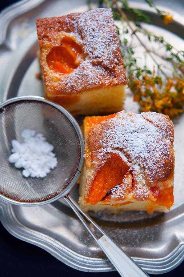 Apricot sponge cake stock photo. Image of hypericum, sifting - 33286530