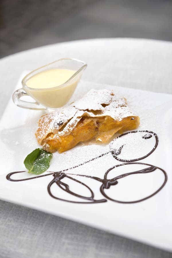 Apricot Strudel with Custard Stock Image - Image of gourmet, cheese ...