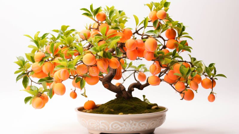 Apricot Tree in a Pot on White Background Stock Image - Image of ...