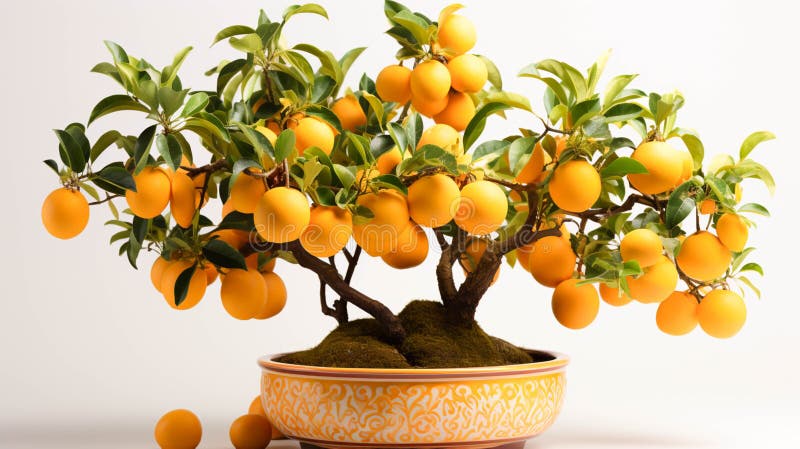 Apricot Tree in a Pot on White Background Stock Photo - Image of citrus ...