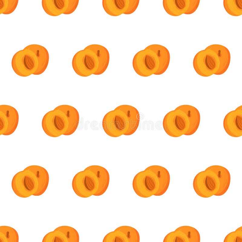 Apricot Whole and Half Seamless Pattern for Textile Design. Stock ...