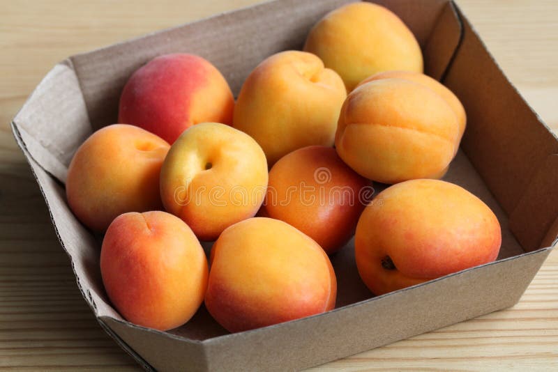 Apricots on a Paper Tray, Top View. Stock Image - Image of ecofriendly ...