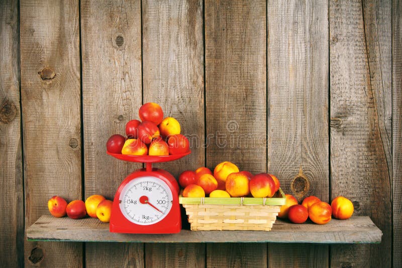 Apricots on Scales and in a Basket Stock Photo - Image of nutrition ...