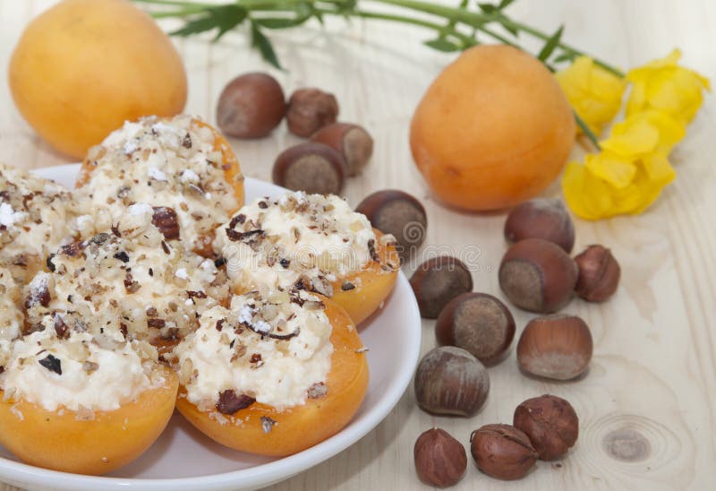 Apricots stuffed stock photo. Image of fruits, dairy - 31644240