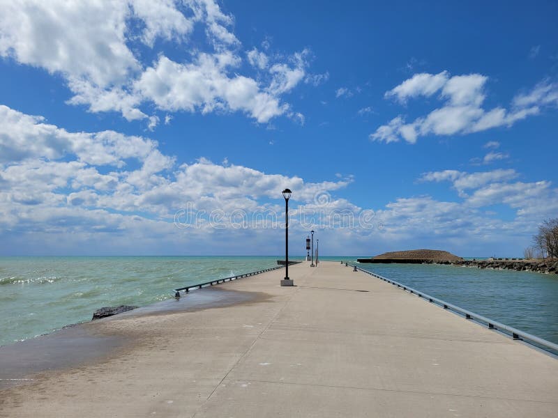 An April Afternoon at Bayfield South Pier Stock Image - Image of tower ...