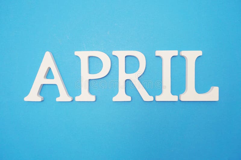 April Alphabet Letter with Space Copy on Blue Background Stock Photo ...