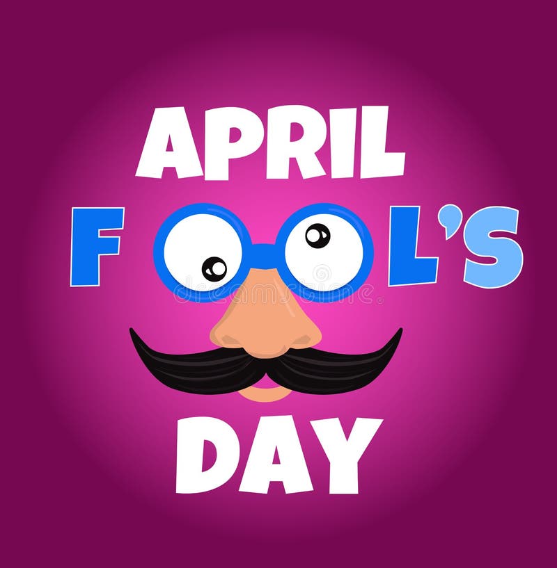 April Fools Day with Funny Glasses and Clown Hat. Flat Vector ...