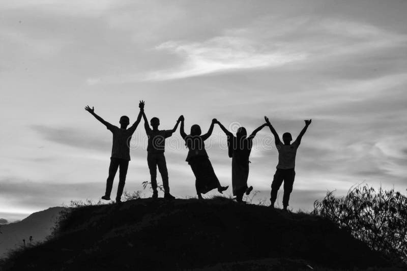 18 April 2022 : Black and White Photo of Five Friends Stock Image ...