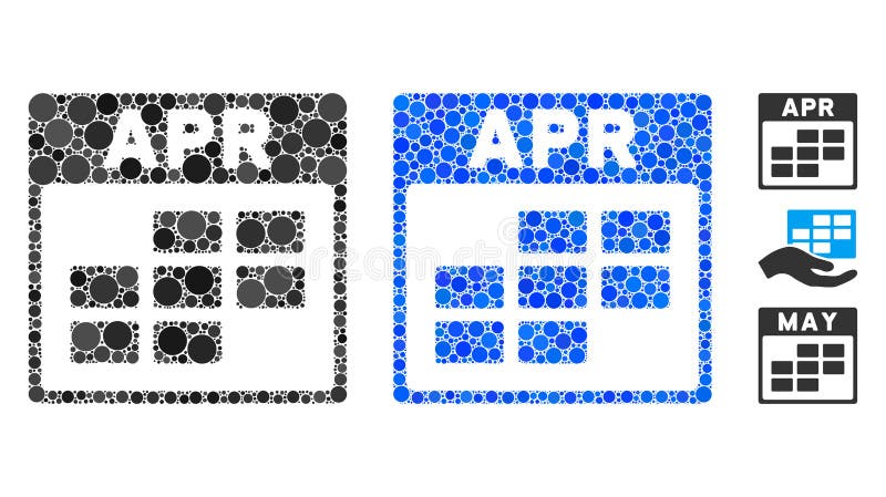 April Calendar Grid Composition Icon of Round Dots Stock Vector ...