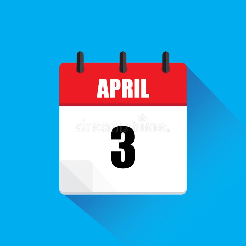 April Calendar Icon. Date Three. Red and White. Vector Design Stock ...