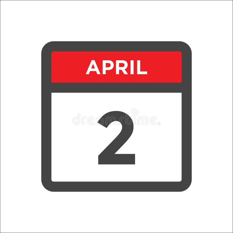 April 2 Calendar Icon with Day of Month Stock Vector - Illustration of ...