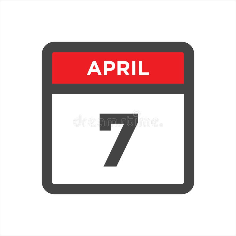 April 7 Calendar Icon with Day of Month Stock Vector - Illustration of ...
