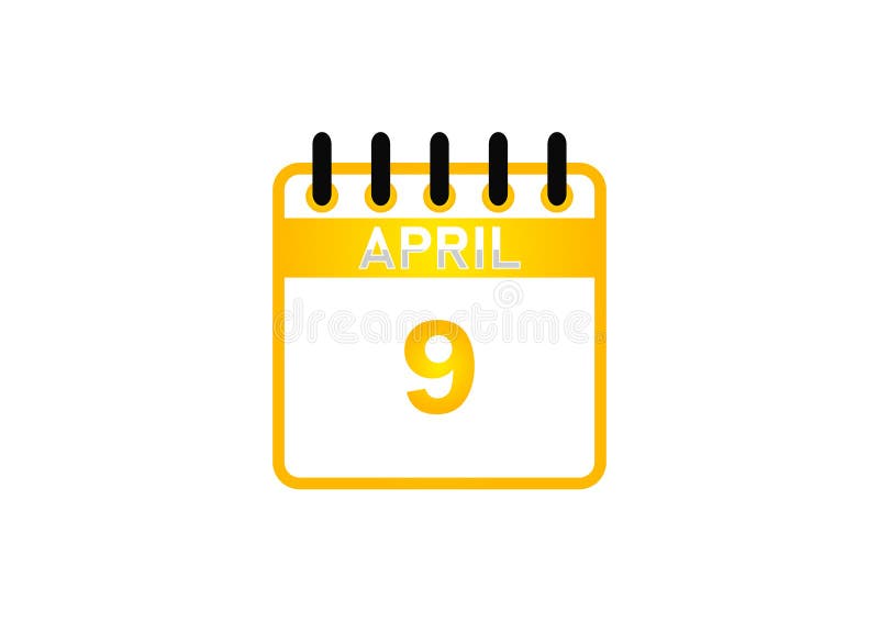 April 9 Calendar Icon stock vector. Illustration of month - 365706166