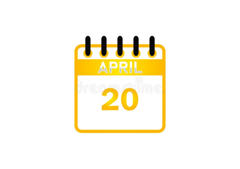 April 20 Calendar Icon stock vector. Illustration of icon - 365706193