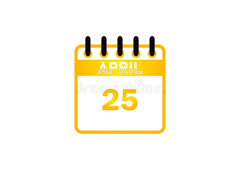 April 25 Calendar Icon stock vector. Illustration of week - 365706205